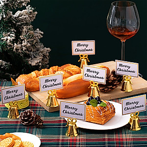 Watersay 12 Pcs Christmas Card Holders Jingle Bell Gold Table Number Holders Metal Picture Holders for Tables Card Holder Wedding Table Number Holder for Photos Signs Memo Notes Restaurants Birthday