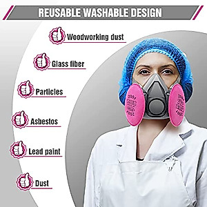 Reusable Respirator, MYGCCA Dust Respirator with Filter 2091 for Painting, Epoxy Resin, Asbestos, Particulate, Sanding, Machine Polishing and Other Work