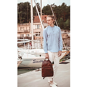 Time Resistance Leather Backpack Vintage Rucksack Purse for Laptop