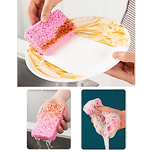 12-Count Kitchen Sponges- Compressed Cellulose Sponges Non-Scratch Natural Dish Sponge for Kitchen Bathroom Cars, Funny Cut-Outs DIY for Kids