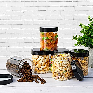 Eternal Moment 36 Pack 8 OZ Plastic Jars Round Clear Cosmetic Container Jars with White Lids, Perfect for Lotion, Slime，Cream, Ointments, Makeup, Eye Shadow, Samples, Pot, Travel Storage ﻿