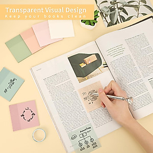 EOOUT 300 Sheets Pastel Transparent Sticky Notes, 6 Pads, 3x3 Inch, 6 Colors Clear Self-Sticky Notes, Translucent Adhesive Sticky Notes, for Bible Tabs, Book Tabs, School Supplies for College, Office