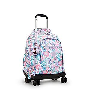 Kipling New Zea 15" Printed Laptop Rolling Backpack Aqua Flowers