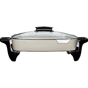 Ceramic Nonstick Electric Skillet - Serves 6 to 8 People (16-Inch, Grey)