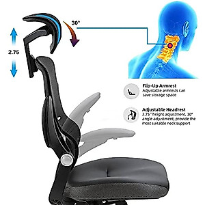 Ergonomic Office Chair, Desk Chair with Lumbar Support, Thick Cushion Breathable Mesh Computer Chair,High Back Desk Chair with 3D Armrests and Adjustable Headrest (Black)