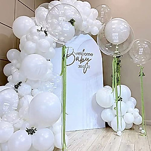 SANERYI White Balloons Garland Arch Kit (Pack of 150) Matte Latex Balloon Different Sizes for Wedding Baby Shower Decorations (18 10 5 Inch)