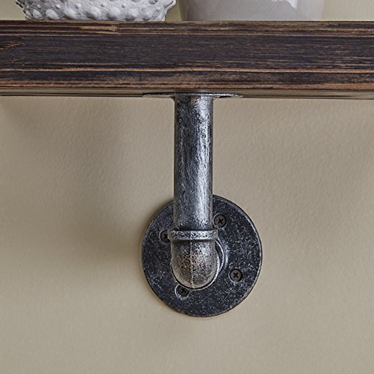Danya B. Floating Pipe Industrial Rustic Shelves – Wall Mount – - Ebony - (Set of 2)