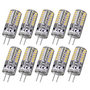 RAYHOO 10pcs G4 Base LED Light Bulbs, Warm White 3000K, 3 Watt Equivalent to 20W T3 Halogen Track Bulb, Non-dimmable, DC 12V