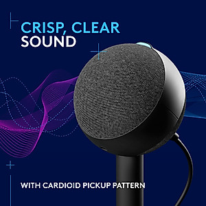 Logitech G Yeti Orb Condenser RGB Gaming Microphone with LIGHTSYNC, USB Mic for Streaming, Cardioid, USB Plug and Play for PC/Mac - Black