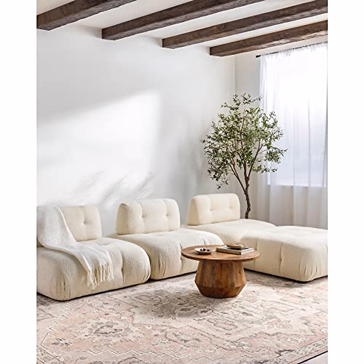 Becki Owens x Surya Elle Medallion Area Rug , 6'7" x 9', Taupe