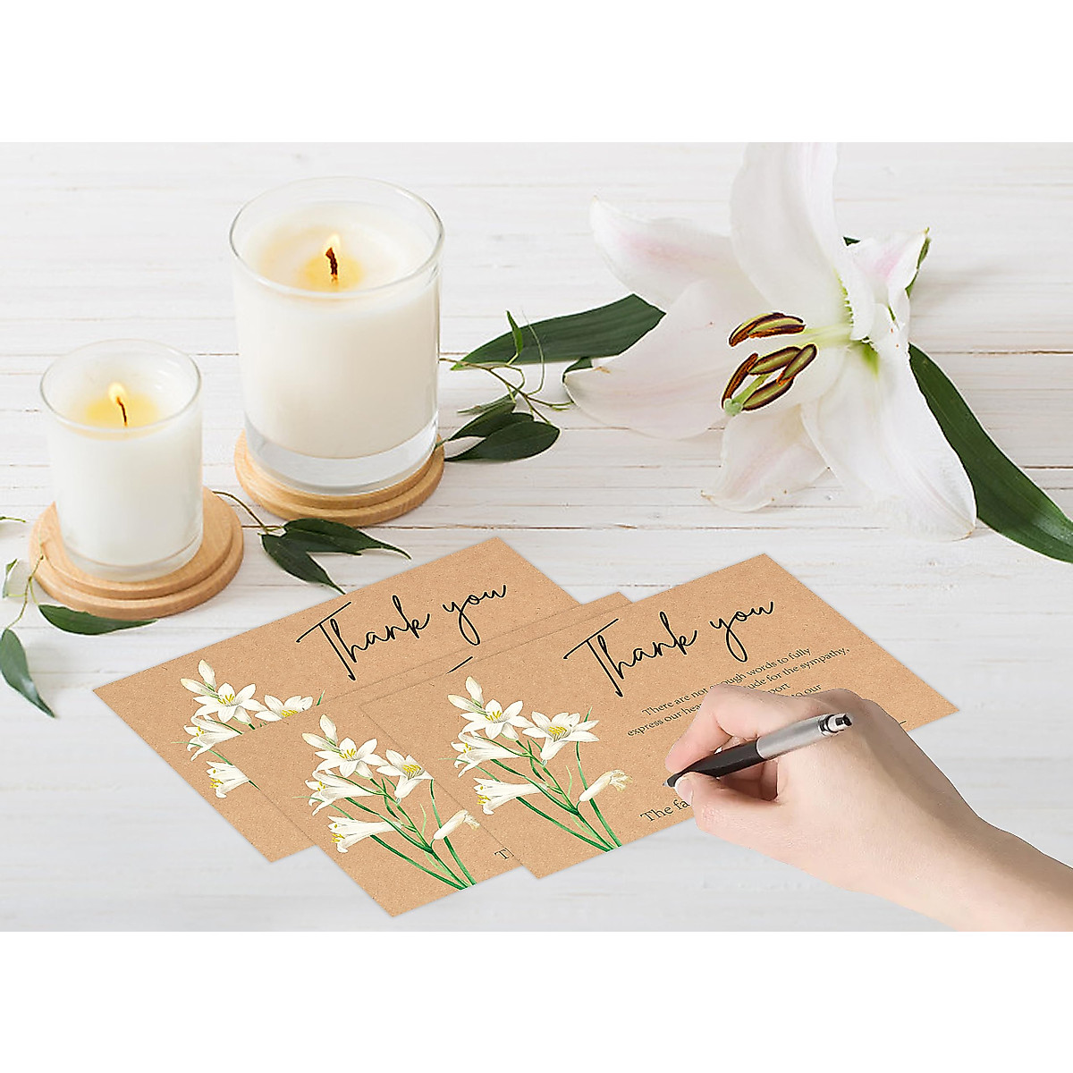 lily Minimalism Funeral Thank You Cards with Envelopes,Fillable Funeral Thank You Cards,Thank You Notes,Thank You Notes With Envelopes Set,Floral Thank You Cards,Personalized Thank You Cards,G5