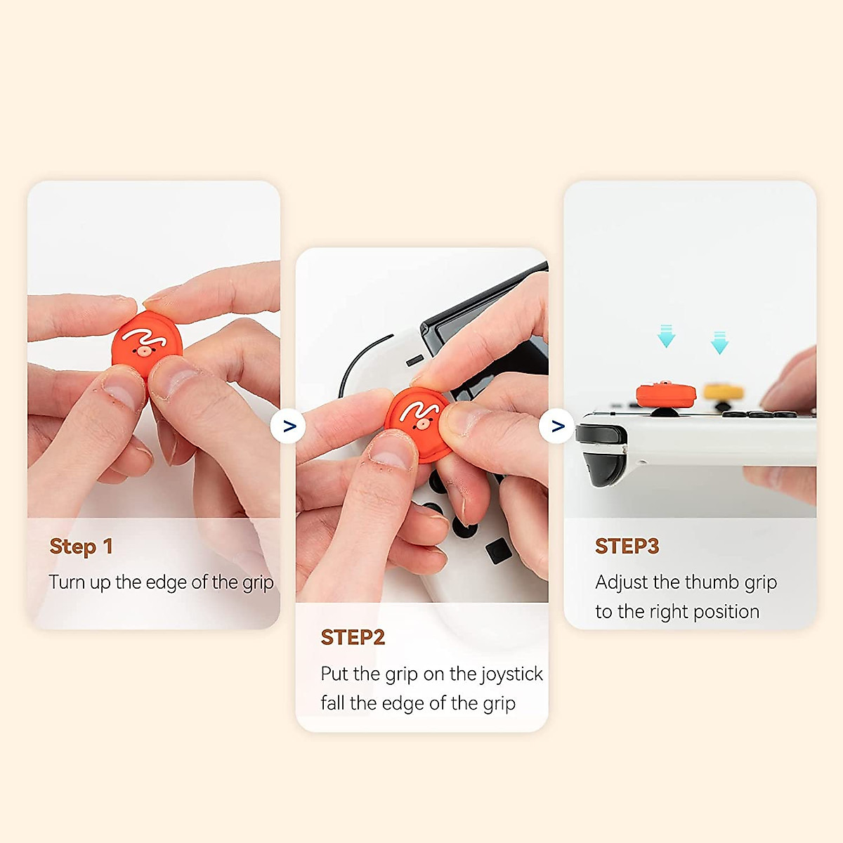 GeekShare Cute Thumb Grip Caps Compatible with Nintendo Switch/OLED/Switch Lite,Soft Silicone Joystick Rocker Cover,4PCS- Takoyaki