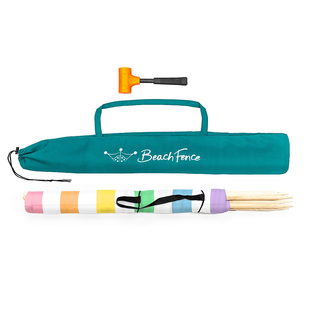 BEACH FENCE Premium 20 ft Beach Windscreen, Privacy Screen, Wind Blocker - Pastel Perfect, Free Rubber Mallet and Carry Bag Included