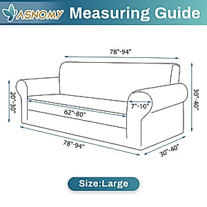 Asnomy Couch Covers for 3 Cushion Couch Stretch Sofa Covers Slipcovers, Pet Protector Furniture Covers for Dogs Cats Spandex Jacquard Fabric Small Checks （Large，Blackish Green）