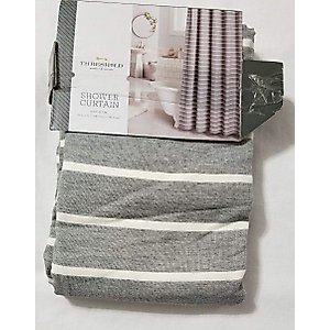 Threshold Stripe Shower Curtain Radiant Gray