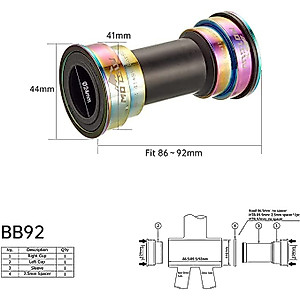 BB92 BB90 BB86 Press Fit Bottom Brackets for Shimano Road Mountain Bike Parts 24mm Crankset BB GXP 22mm Chainset (Colorful)
