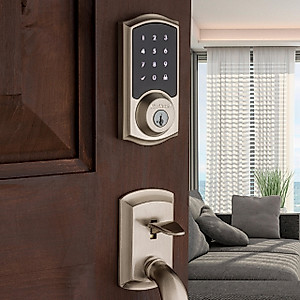 Kwikset Premis Touchscreen Smart Lock Electronic Deadbolt, Works with Apple HomeKit via Apple HomePod or Apple TV, in Satin Nickel