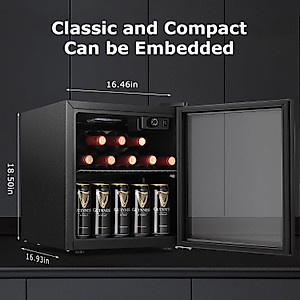 Xbeauty Beverage Refrigerator with 48 Can Mini Fridge for Office, Bar,Home,with Adjustable Removable Shelves,Convertible Door,Double Glass,1.3Cu. Ft