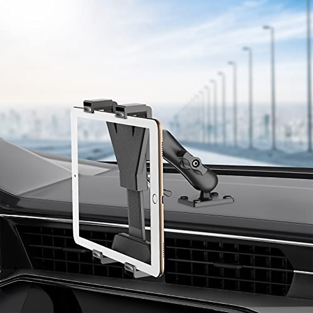OHLPRO Heavy Duty Drill Base Tablet Holder Car Mount Dashboard for iPad/iPad Mini Samsung Galaxy (All 7" - 11.5") Tablets, ipad Mount for Desks,Cars, Great for Wall, Truck, Commercial Vehicles Dash