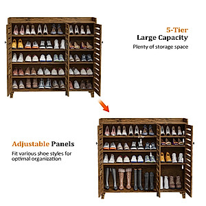 VINGLI Large Shoe Cabinet with 3 Doors 6-Tier Ultra Wide Shoe Cabinet Storage for Entryway 30 Pairs Tall Shoe Organizer Cabinet Wooden Farmhouse Shoe Rack Cabinet Rustic Brown