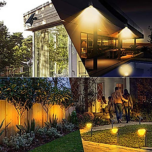Biling Solar Spot Lights Outdoor, Bright 700 Lumen Solar Outdoor Lights IP67 Waterproof Adjustable Solar Landscape Spotlights for House Tree Patio Pathway Yard Garden Driveway - Warm White(4 Pack)