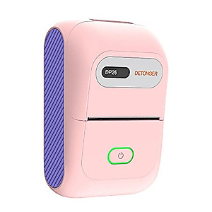 DETONGER Label Maker Machine with Tape, DP26 Bluetooth Label Printer, Small Smart Phone Handheld Sticker Mini Labeler, Easy to Use Inkless Office Home Organization USB Rechargeable (Pink)