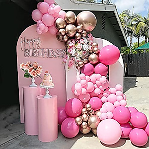 124PCS Rose and Pink Balloon Garland Kit, Dusty Rose Pink Balloons White Balloon Metallic Rose Gold Confetti Balloon for Wedding Bridal Shower Baby Shower Party Decoration