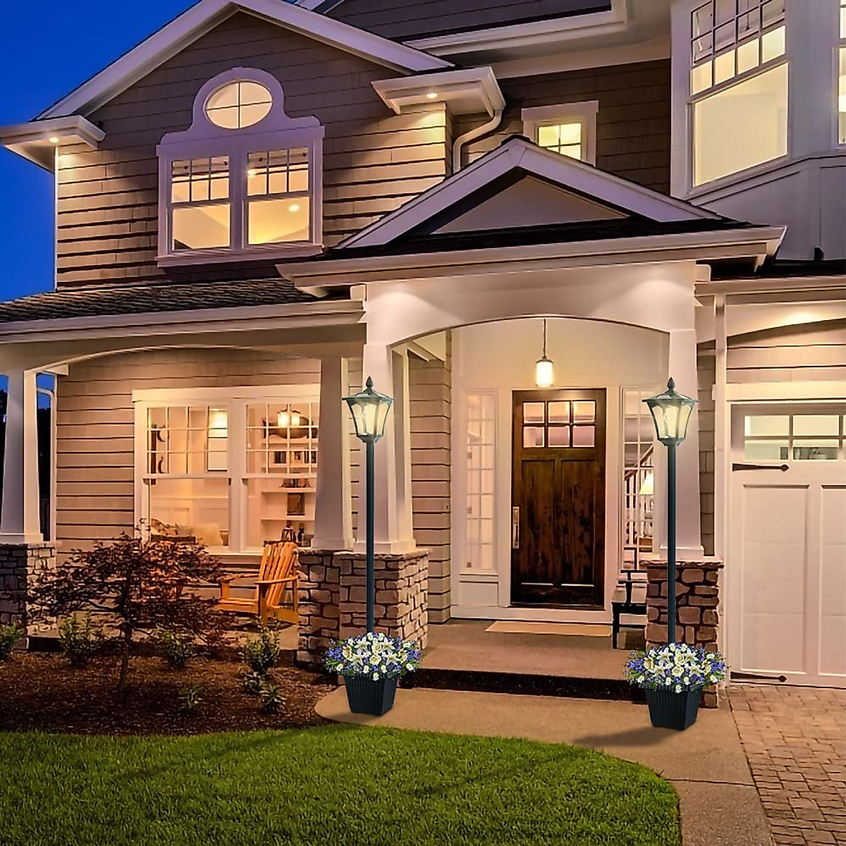 Suponar 72" Solar Lamp Post Light, Solar Pole Light Outdoor Waterproof, Solar Light Post Outside for Porch Yard Driveway Garden Patio Decor, Warm White