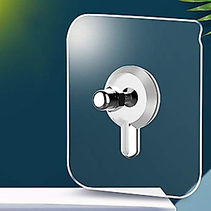 DOITOOL 10PCS Nail Free Wall Hook Screw Adhesive Hooks for Hanging, Non- Trace No Drilling Hooks for Bathroom Kitchen Installation Hanging, Waterproof Transparent Screws Hook (Nail Size 10mm)