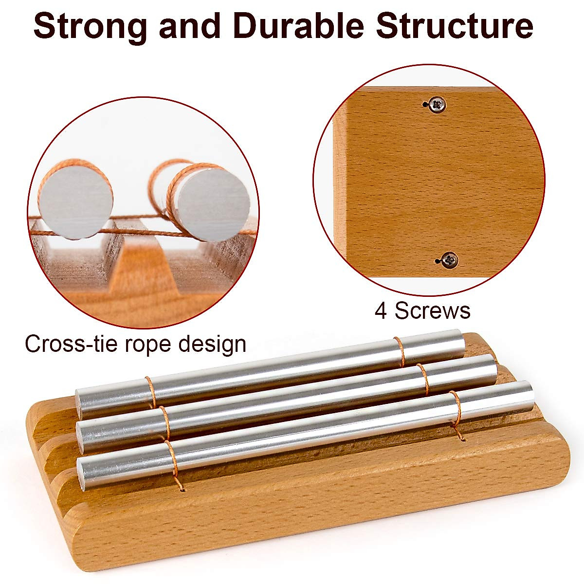 Meditation Trio Chime, AKLOT Chime Three Tone Trio Chime Bell Hand Percussion Chimes for Prayer Meditation Yoga Teachers' Classroom Management