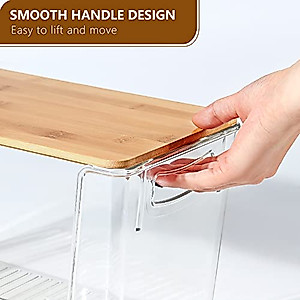 Hudgan Clear Stackable Storage Bins Acrylic Open Front Bliss Bins with Lids for Organizing The Home Edit Holder Dispenser Containers