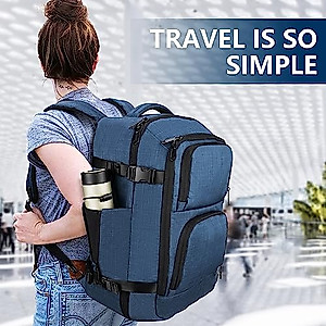 Dinictis 40L Travel Laptop Backpack for 17 Inch Notebook, Carry on Flight Approved Suitcase Backpack, Water Resistant Weekender Business Large Daypack for Men and Women-Blue