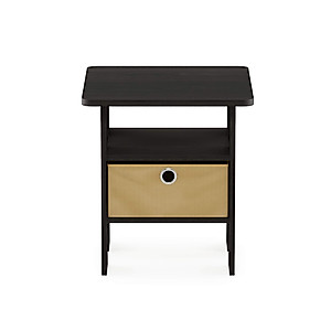 Furinno Andrey End Table / Side Table / Night Stand / Bedside Table with Bin Drawer, Espresso/Brown