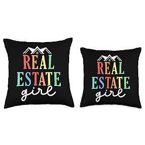 Object Seller Mortgage Business Building Gift Real Estate Agent Girl Realtor House Property Apartment Rent Throw Pillow, 16x16, Multicolor