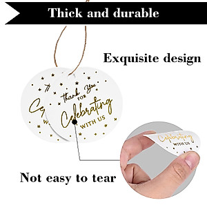 SallyFashion 120PCS Thank You Gift Tags, Round Gift Tags Paper Tags 2 Inch Circle Labels with String for Party Birthday