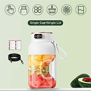 Multifunctional Portable Juicer Cup with Digital Display, Portable Smoothie Blender on the Go, Portable Blender Usb Rechargeable, Portable Juicer Blender With Direct Drinking Lid (White)