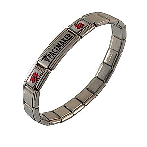 Gadow Jewelry Pacemaker Medical Bracelet Italian Charm Style Stretchy no Clasp Stainless Steel Any Size Awareness
