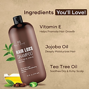 Botanic Hearth Hair Loss Shampoo | For Hair Growth | Volumizing & Thicking Formula | With Biotin, Tea Tree, Jojoba & Vitamin E | Sulphate Free | For Men & Women | 16 fl oz