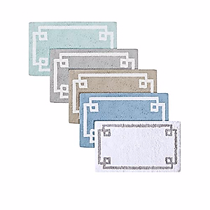 Madison Park Evan 100% Cotton Bathroom Rug Non Slip Backing-Luxrurious Tufted Plush Bath Mat Absorbent, Quick Dry, Spa Design Shower Room Décor, 24x40, Seafoam