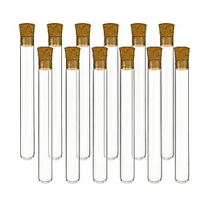 EISCO 12pc 25mL Glass Test Tubes with Cork Stoppers, 18x150mm - Industrial Quality Borosilicate Glass & Premium Natural Cork - For Science Experiments, Plant Cuttings, Seeds, Beads, Spices, Bath Salts