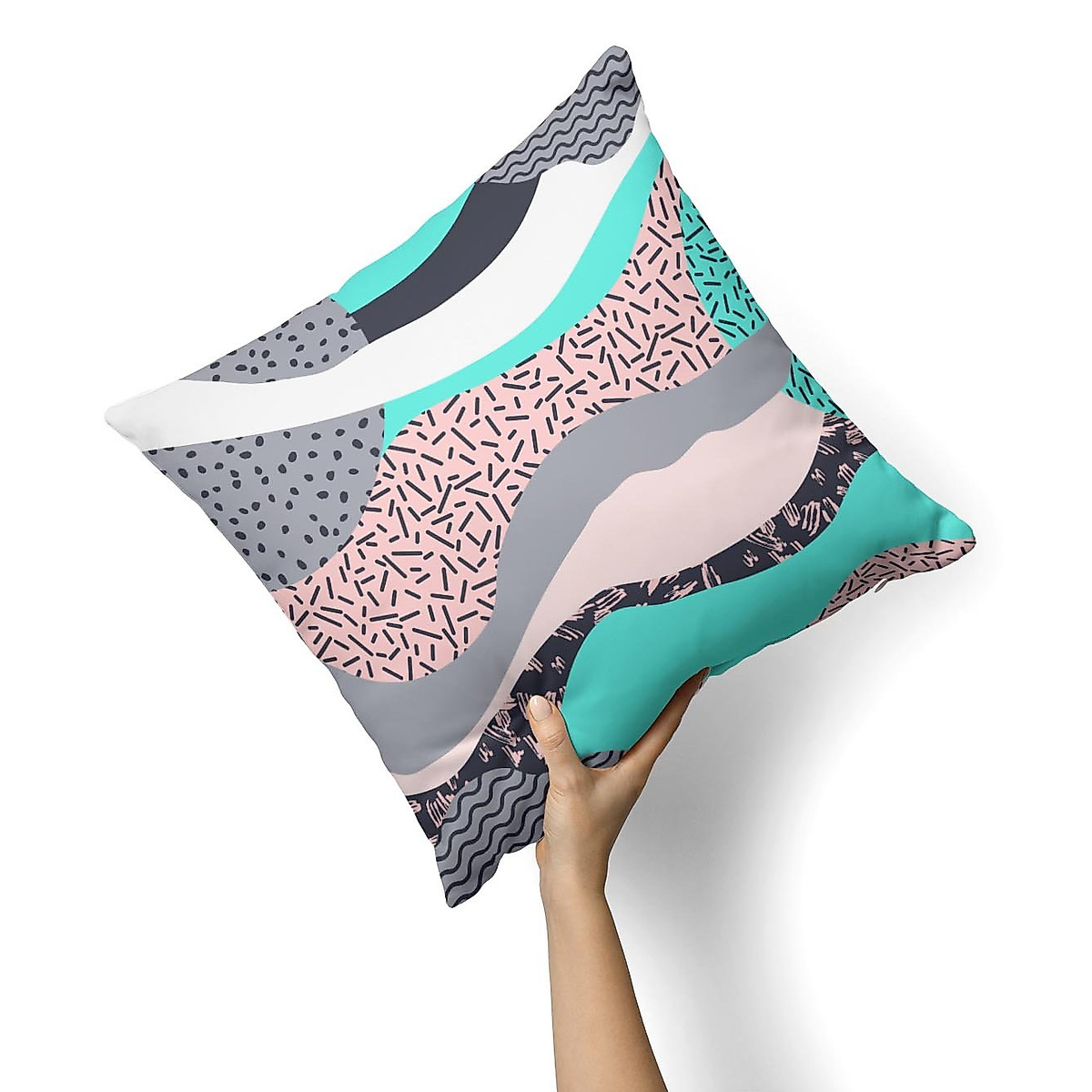 iiRov Summer Design Ink-Fuzed Decorative Throw Pillow - Retro Summer Mint and Coral