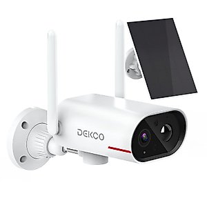 DEKCO Wireless Outdoor Security Camera for Home Security 260° View Range Solar Security Camera, Two-Way Audio, Simple Setup, Night Vision, Motion Detection WiFi Surveillance & Security Cameras