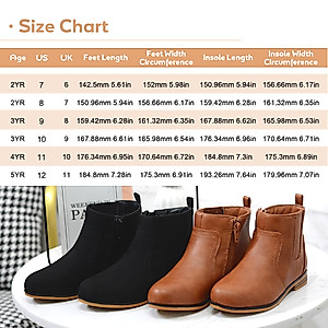 LseLom Girls Chelsea Boots Ankle Boots for Girls with Zipper Short Suede Booties Fashion Boots for Toddler/Little Kids Black US 8