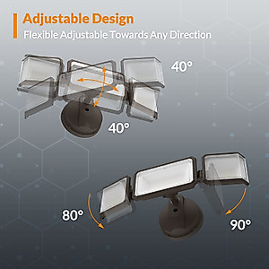 LEPOWER 42W Flood Lights Outdoor - 4200LM High Brightness LED Security Lights Outdoor with 3 Heads, Switch Controlled Exterior Flood Light & 220° Wide Angle, IP65 Waterproof for Garage, Yard, Porch