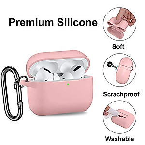 [2 Pack] SNBLK Designed for Airpods Pro Case Cover Silicone Protective Charging Case Skin with Keychain Compatible for Apple Airpods Pro 2019, (Front LED Visible) Pink/Mint Green