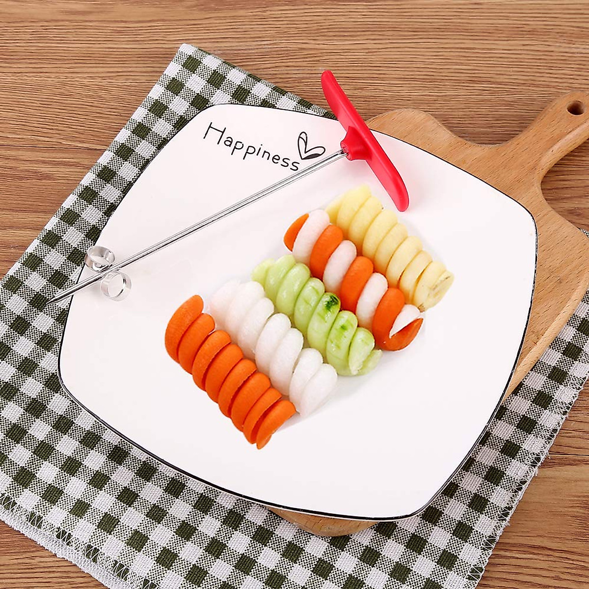 Latauar Stainless Steel Fruits & Vegetables Spiral Twist Knife - Manual Spiral Carving Cutter, Kitchen Tray Decoration Vegetable Knife Spiral Carving Tool, 1 Pack