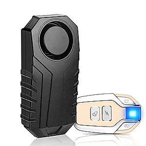 Onvian Bike Alarm with Remote, 113dB Wireless Anti-Theft Alarm with Security Vibration Motion Sensor for Bike Bicycle Motorcycle Electric Scooter Moped Volume Adjustable (Beige Remote)
