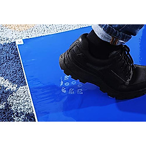 Cleanroom Sticky Mats with Base Pad, Include 5 Tacky Mats of 30 Sheets (150 Sheets Total) & 1 Non-Slip Hard Plastic Frame, Size 24x36 Inches, 50 Microns Per Sheet, Repositionable, Blue
