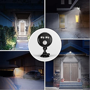 Pwysara LED Outdoor Spotlight - 300 Lumen Battery Operated Motion Sensor Light - Waterproof Outdoor Security Light - Outdoor Spotlight for House, Garage, Yard & Garden Path