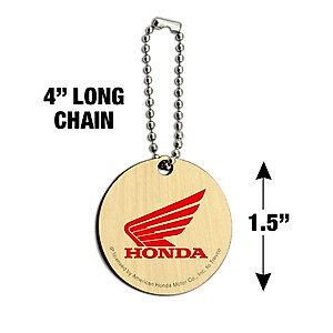 Honda Powersports Logo Wood Wooden Round Keychain Key Chain Ring